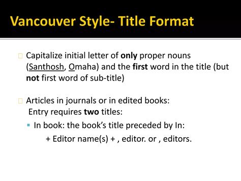 Vancouver Style Of Referencing Pptx