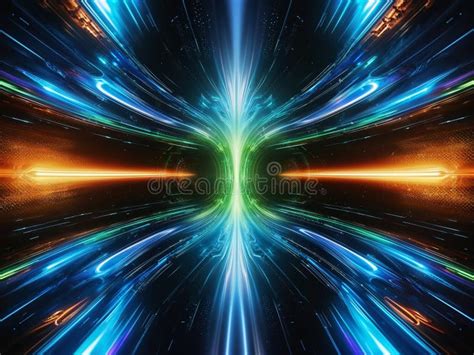 A Dynamic Burst Of Light And Color Creating A Mesmerizing Tunnel Of Energy And Motion Stock