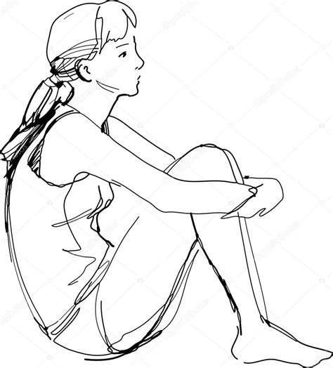 Sitting Girl Drawing