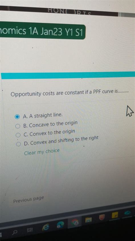 Solved Opportunity Costs Are Constant If A Ppf Curve