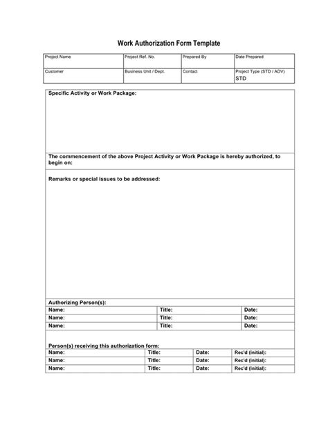 Work Authorization Form