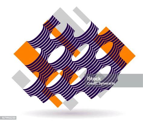 추상적인 현대 건축 벡터 기하학적 배경 실린더 튜브 및 파이프가 있는 3d 등각 투영 패턴 리드미컬한 광학 예술 3차원 형태에 대한 스톡 벡터 아트 및 기타 이미지 Istock