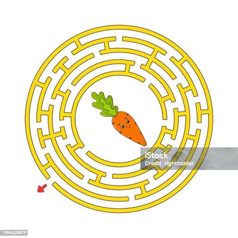 재미 원 미로 아이들을위한 게임 아이들을위한 퍼즐 만화 스타일입니다 둥근 미로 수수께끼 색상 벡터 그림입니다 올바른 경로를
