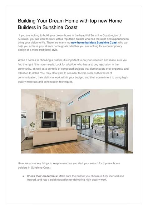 Ppt Building Your Dream Home With Top New Home Builders In Sunshine Coast Powerpoint