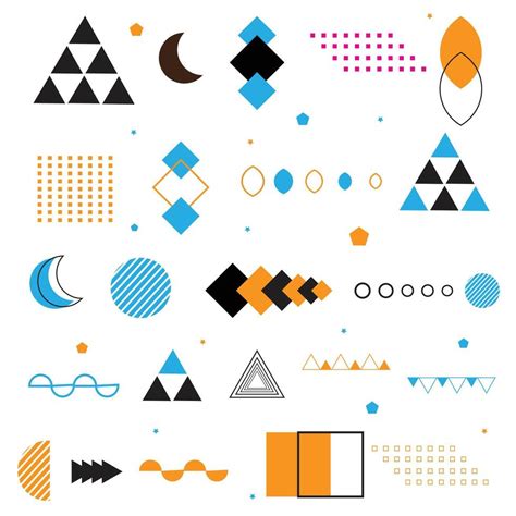 Modern Vector Geometric Shapes On A White Background Memphis Geometric