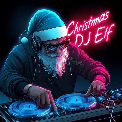 Festive Dj Elf Spinning Holiday Tunes Stock Illustration Illustration