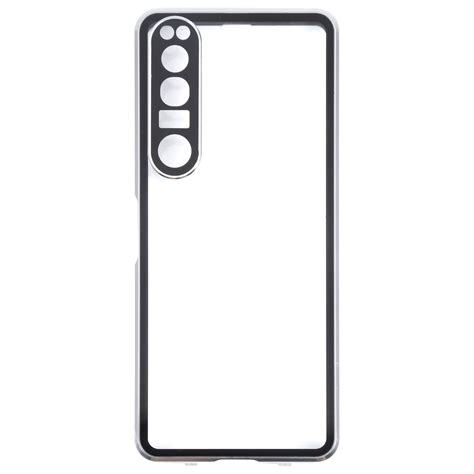 For Sony Xperia 1 Iv Hd Magnetic Metal Tempered Glass Phone Case Silver