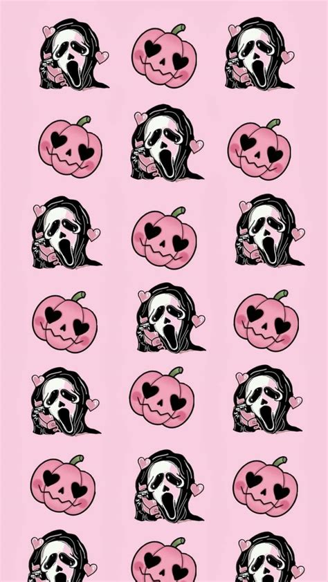 Download Cute Spooky Pattern Pink Background Wallpaper