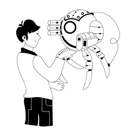 Premium Vector A Glyph Illustration Of Human Robot