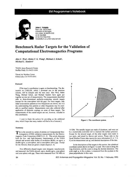 Benchmark Radar Targets For The Validation Of Computational