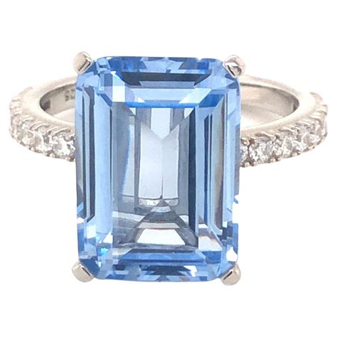 Blue Spinel Ring 401 Carat Emerald Cut For Sale At 1stdibs Blue Spinel Engagement Ring