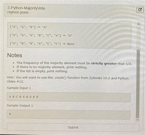 Solved 3 Python Majorityvote Highest Grade Problem