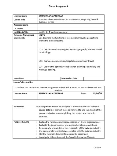 Travel Itinerary Planning Guide Pdf Aviation