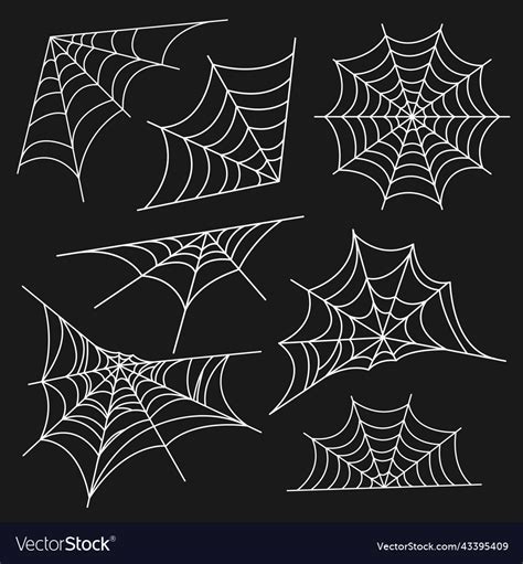 Cobweb Set For Halloween Design Isolated On Black Vector Image