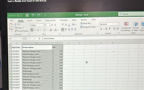 Solved Insert A Pareto Chart Based On Cells B1c33 Autosave Mschart