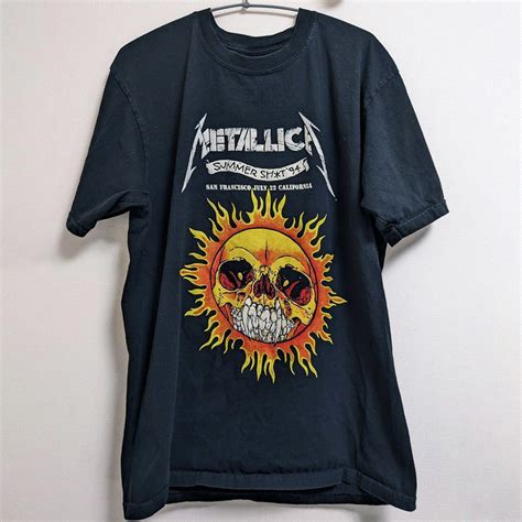 ロックtシャツ Metallica Pushead Flame Skull 検古着 バンド メタリカ パスヘッド ワンオク Taka