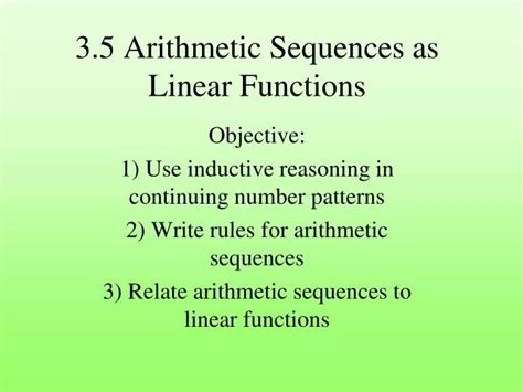 Ppt 35 Arithmetic Sequences As Linear Functions Powerpoint Presentation Id6701933