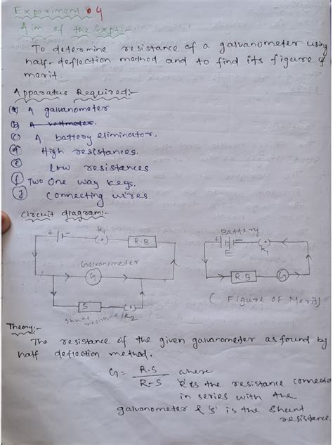 Expt 8 [to Determine Resistance Of Galvanometer Using Half Deflection Method] Pdf