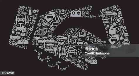 핸드셰이크 자동 수리 자동차와 자동차 벡터 아이콘 배경 악수에 대한 스톡 벡터 아트 및 기타 이미지 악수 후드 검정색 배경 Istock