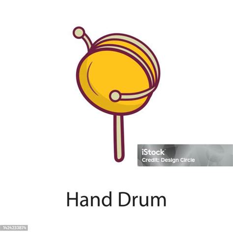 핸드 드럼 채워진 개요 아이콘 디자인 그림 흰색 배경 Eps 10 파일의 음악 기호 금속에 대한 스톡 벡터 아트 및 기타 이미지
