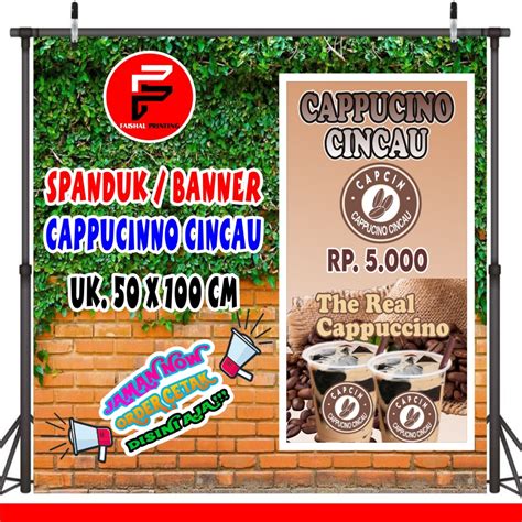 Banner Es Capcin Banner Capucinno Cincau Spanduk Capcin Ukuran 50 X 100 Cm Lazada Indonesia