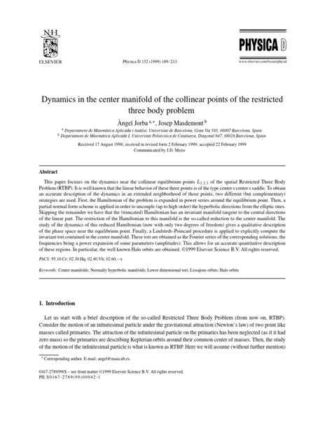 2 Dynamics In The Center Manifold Of The Collinear Points Of The