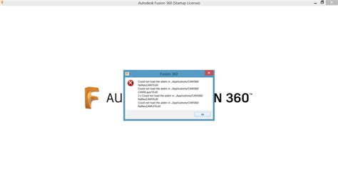 Could Not Load The Add In Error Message When Launching Fusion