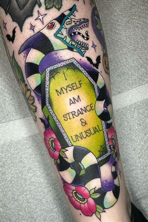 22 Whimsical Beetlejuice Tattoos For Halloween Halloween Tattoo Ideas