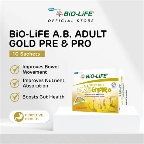 Bio Life Ab Adult Gold Pre And Pro 10 Sachets Expiry Date July 2025