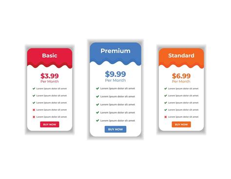 Modern Web Pricing Table Pricing Comparison Chart Subscription Plan Option Layout Design
