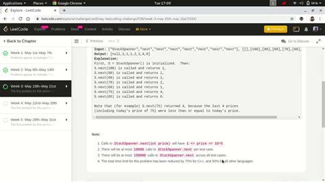 Online Stock Span May Leetcoding Challenge Screencast Youtube