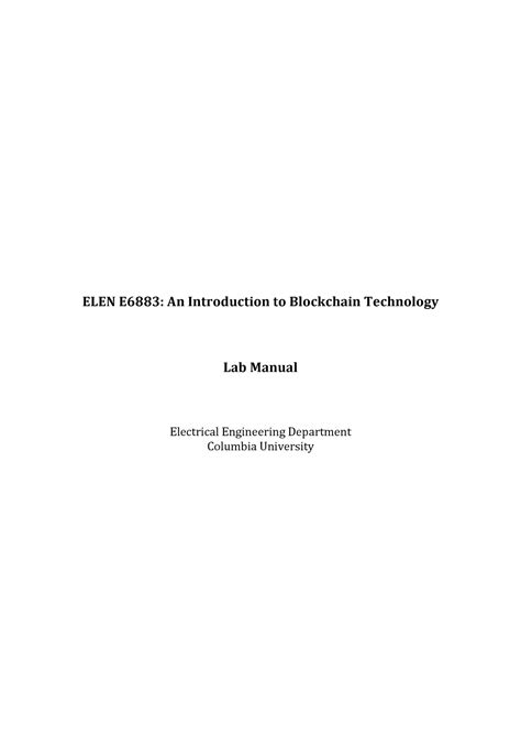 Blockchain Practical Elen E6883 An Introduction To Blockchain