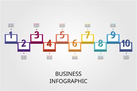 10개 요소에 대한 프레젠테이션을 위한 인포그래픽용 사각형 차트 템플릿 0명에 대한 스톡 벡터 아트 및 기타 이미지 0명 기하 다이어그램 Istock