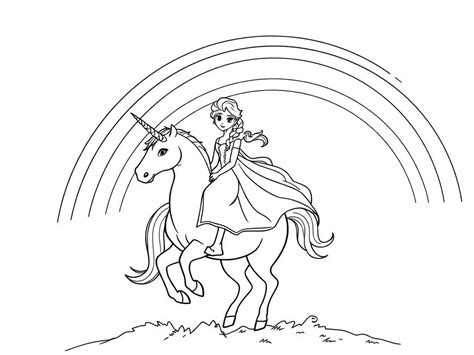 Unicorn And Princess Coloring Page