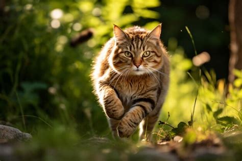 Premium Ai Image A Cat Walking Through The Grass In The Sun