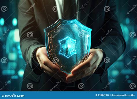 Hand Holding A Shield Symbol Of Internet Protection Stock Illustration