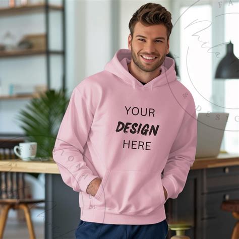 Light Pink Gildan Sf500 Hoodie Mockup Mens Gildan Pink Hooded