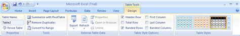 Show Or Hide Table Formatting Elements Table Format Table Microsoft Office Excel 2007 Tutorial