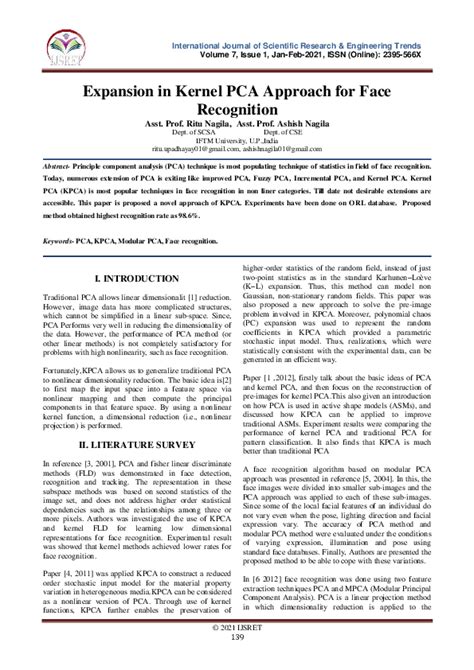 Pdf Expansion In Kernel Pca Approach For Face Recognition