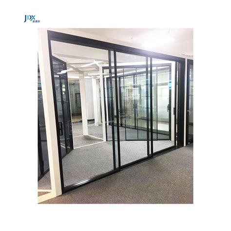 ประตูกระจกสองชั้นประตูทันสมัยประตูบานเลื่อนกระจกทันสมัย ฝาเลื่อนแบบอะลูมิเนียมที่ออกแบบมา ชาว