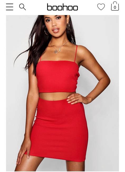 Boohoo Two Piece Red Dress Mini Skirts Skirt Co Ord Girls In Mini Skirts