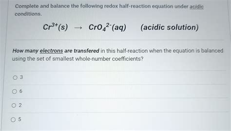 Solved Complete And Balance The Following Redox