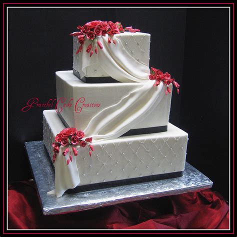 Red And White Square Cake