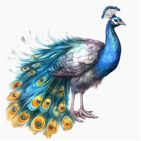 Premium Ai Image Peacock With Blue Tail Feathers And Yellow Spots On Its Body Generative Ai
