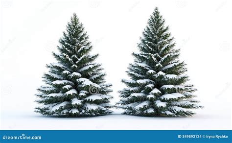 Christmas Trees With Snow On White Background Stock Photo Image Of Holiday Green 349893124