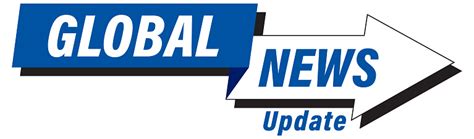 Global News Update 텍스트가 있는 파란색과 흰색 화살표가 특징인 대담한 벡터 일러스트레이션으로 미디어 브랜딩에 이상적입니다 0명에 대한 스톡 벡터 아트 및