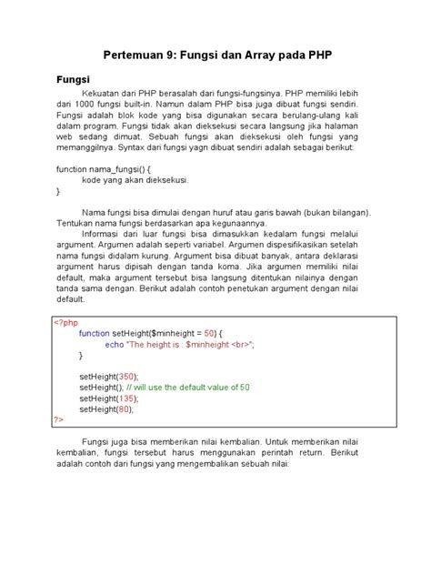 Fungsi Dan Array Pada Php Pdf