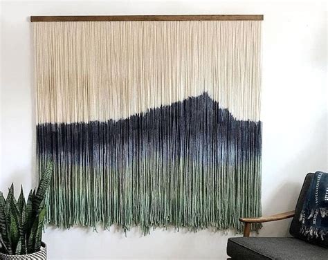 Suspensão De Parede De Fibra Arte Tingida Por Imersão Arte Abstrata Em Fios Decoração De