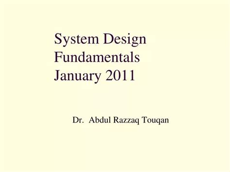 PPT System Design Fundamentals January 2011 PowerPoint Presentation Free Download ID 504822
