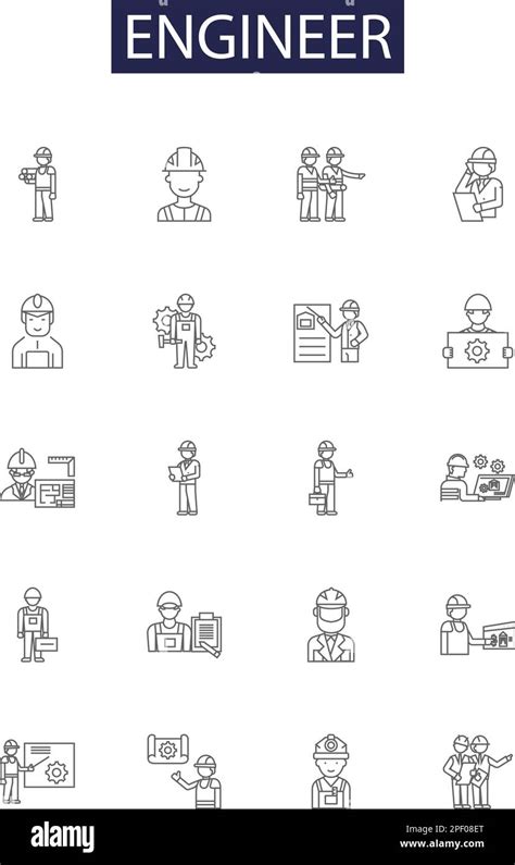 Engineer Line Vector Icons And Signs Technologist Technician